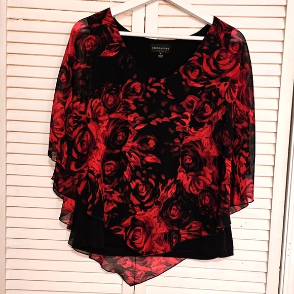 connected apparel | Tops | Connected Apparel Layered Liner Rose Blouse ...
